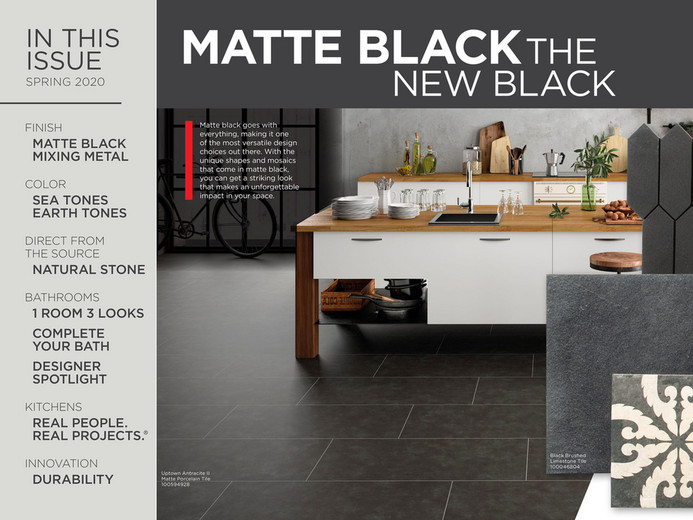Moda Del Mar | Brittania Matte Porcelain Tile, 8 x 8, Black, 1/4 inch ...